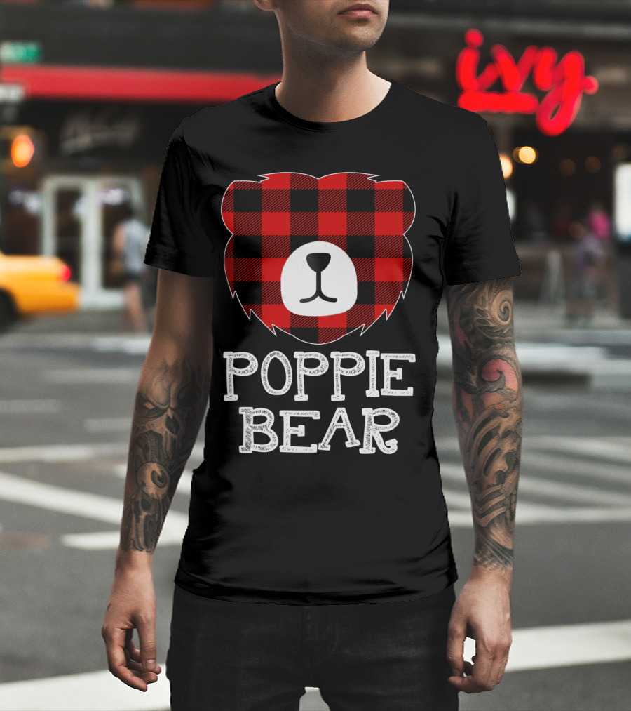 Red Plaid Poppie Bear Buffalo Check T-Shirt