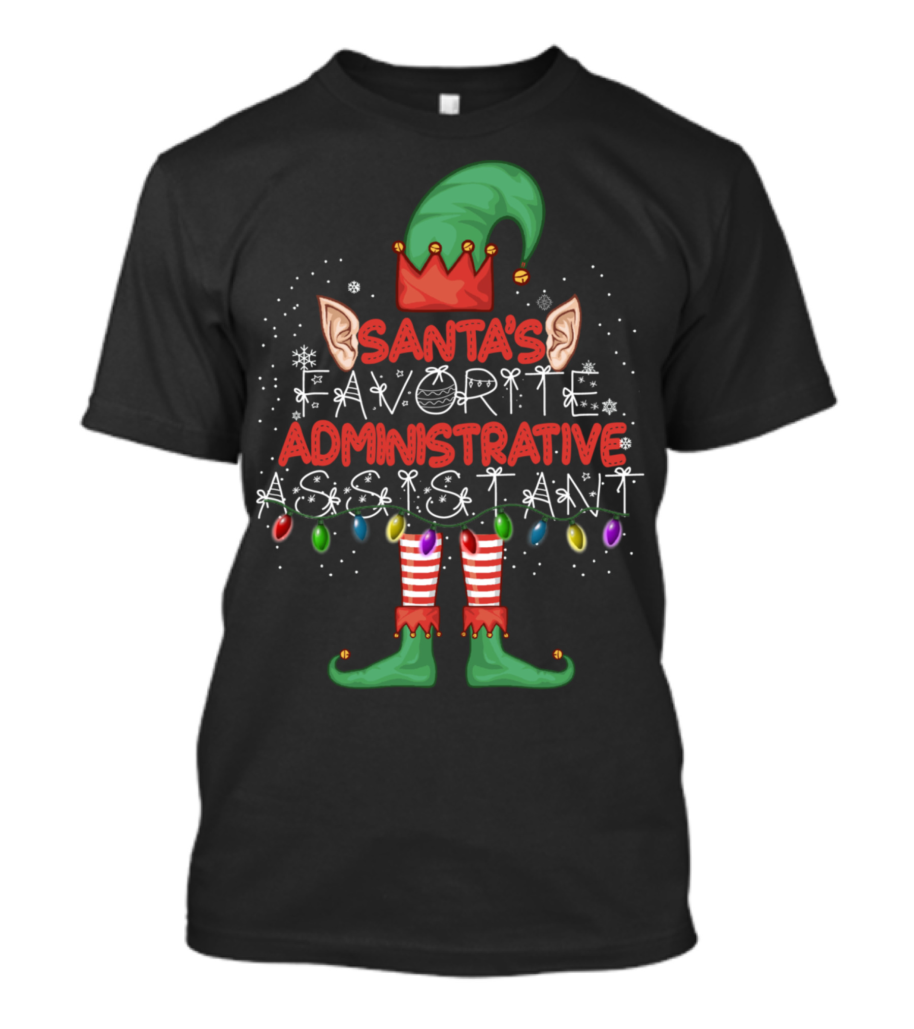 Santa's Favorite Administrative Assistant Elf Christmas Lights T-Shirt
