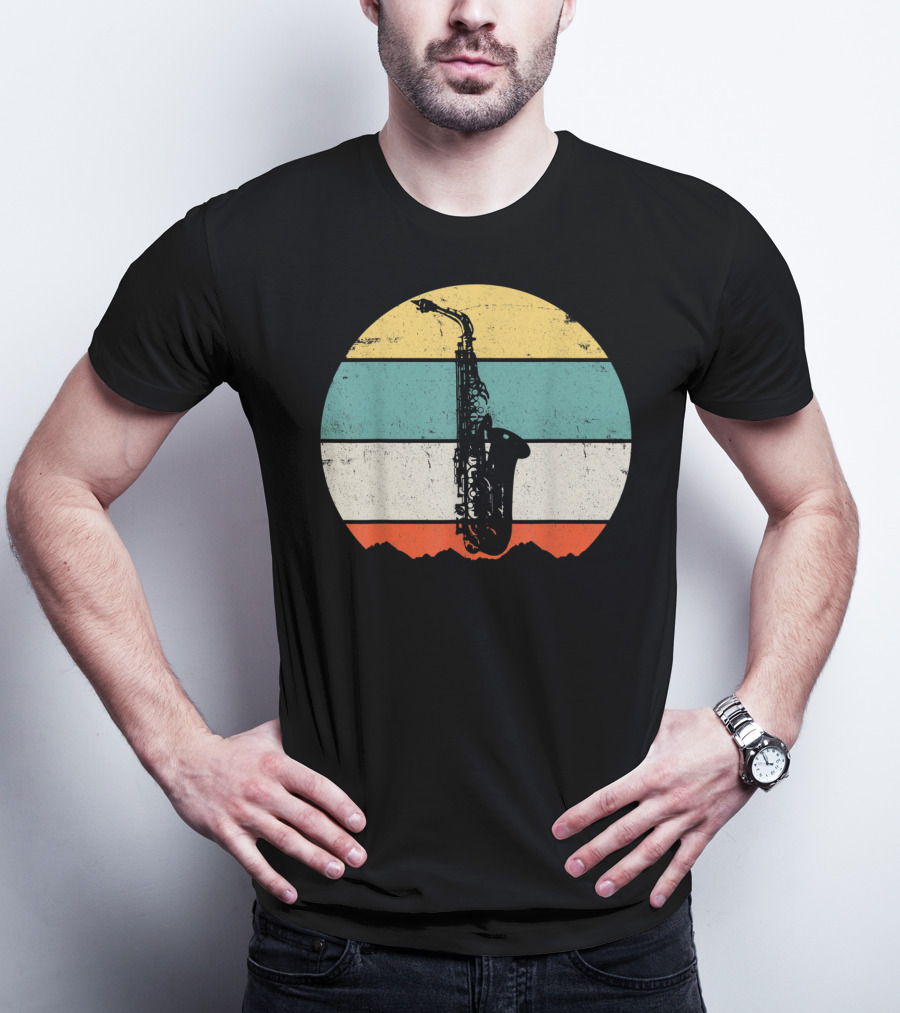 Retro Sunset Saxophone T-Shirt