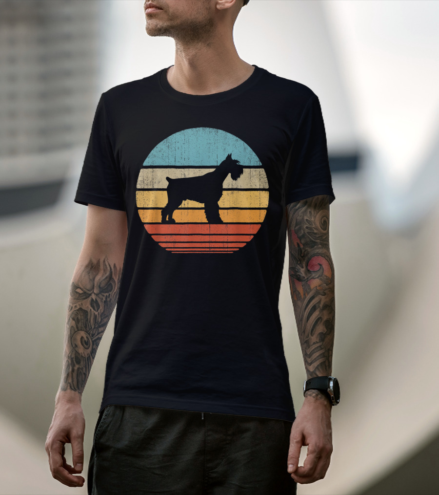 Schnauzer Retro 60S 70S Sunset Stripes T-Shirt