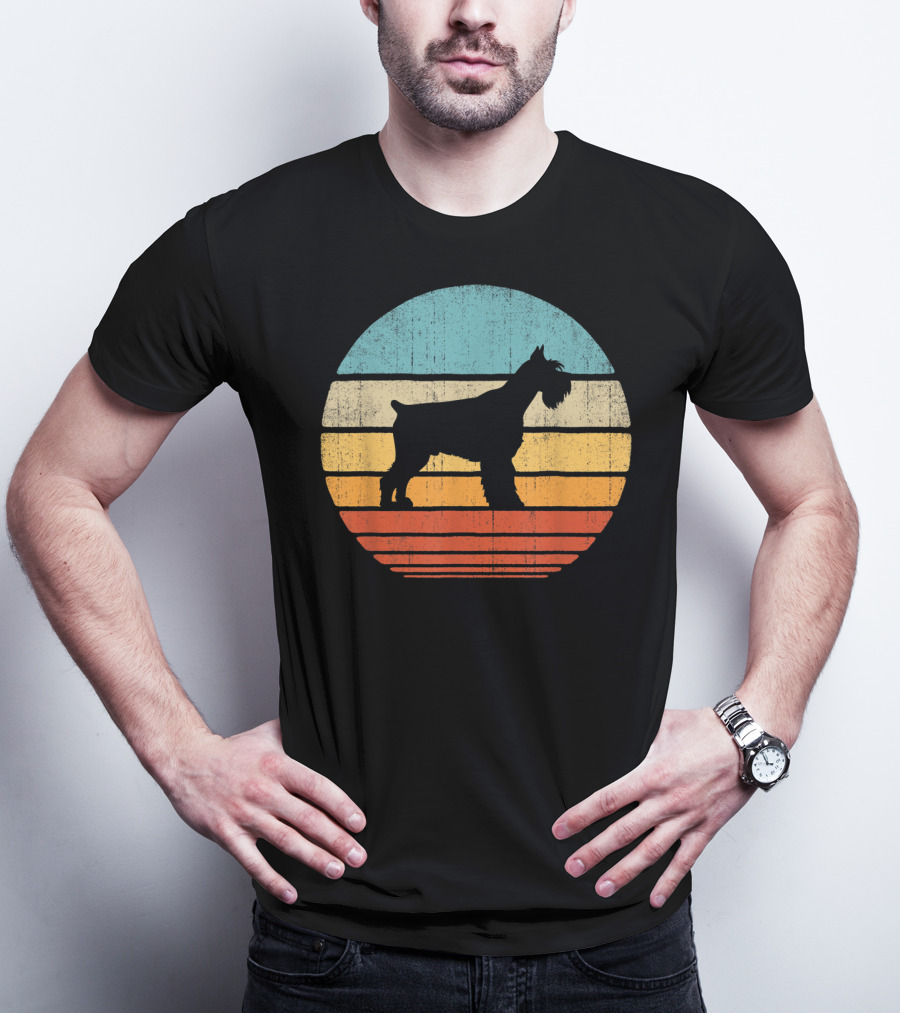 Schnauzer Retro 60S 70S Sunset Stripes T-Shirt