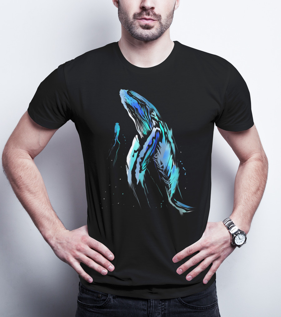 Scuba Diver And Humpback Whale Ocean Adventure T-Shirt