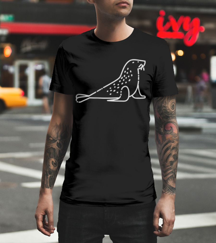 Sea Lion Outline Badge Patch Line Art Animal T-Shirt
