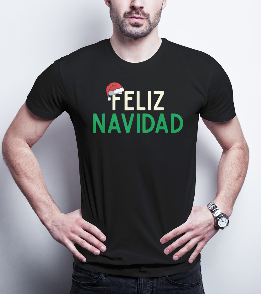 Feliz Navidad Santa Hat Spanish Christmas Fun T-Shirt