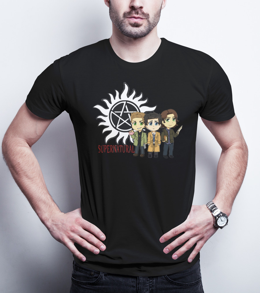 Supernatural Anti-Possession Symbol With Chibi Characters T-Shirt
