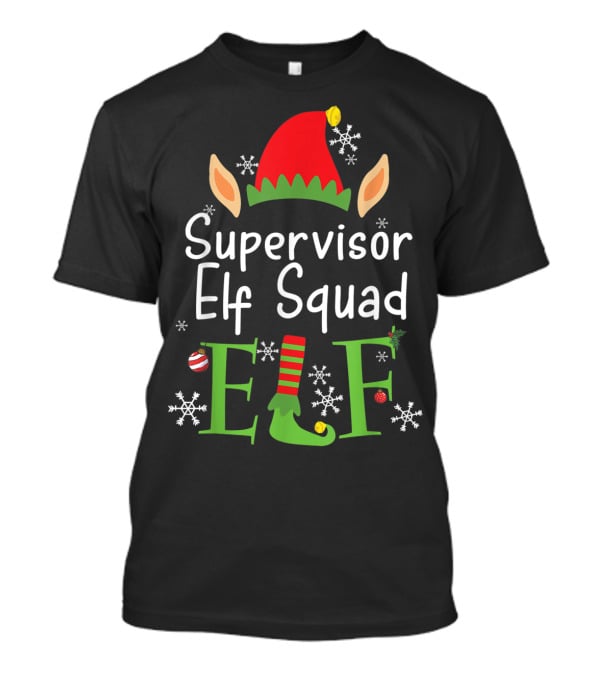 Supervisor Elf Squad Christmas Hat Snowflakes Ornaments T-Shirt