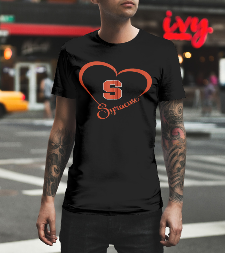 Syracuse Orange Heart Outline With Syracuse Team Name T-Shirt
