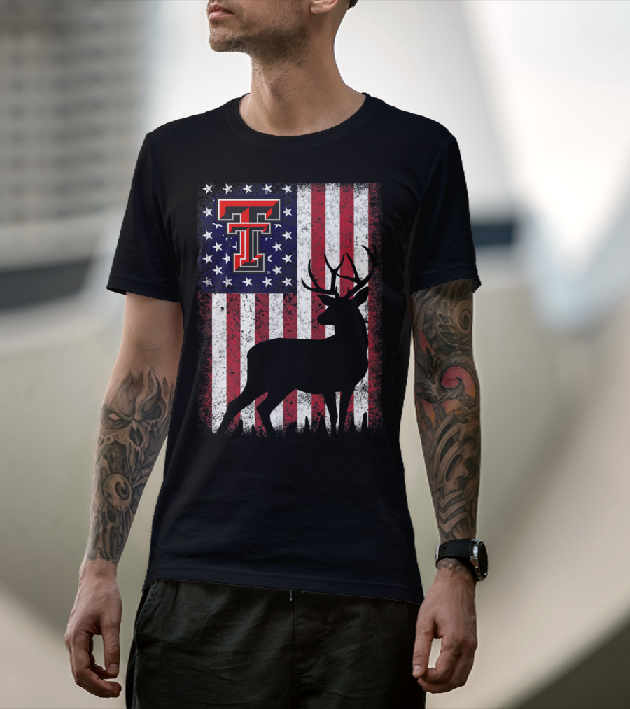 Texas Tech Red Raiders American Flag Deer T-Shirt