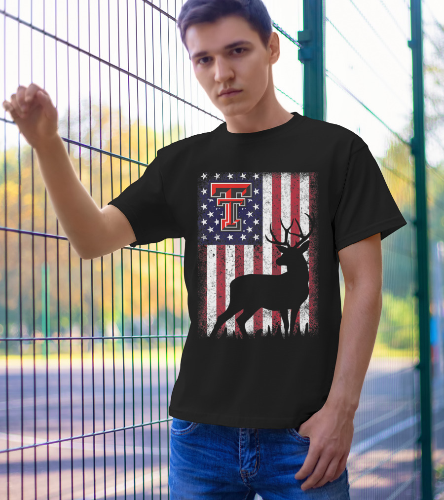 Texas Tech Red Raiders American Flag Deer T-Shirt