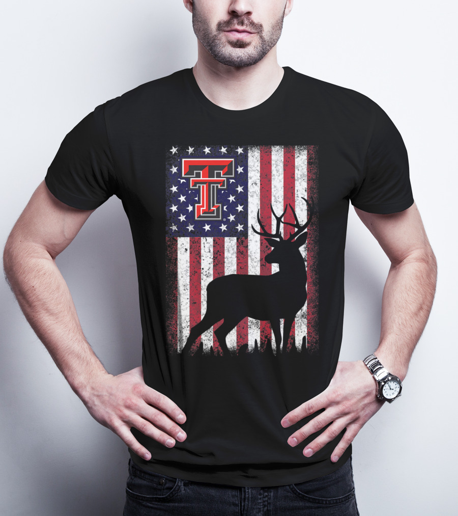 Texas Tech Red Raiders American Flag Deer T-Shirt