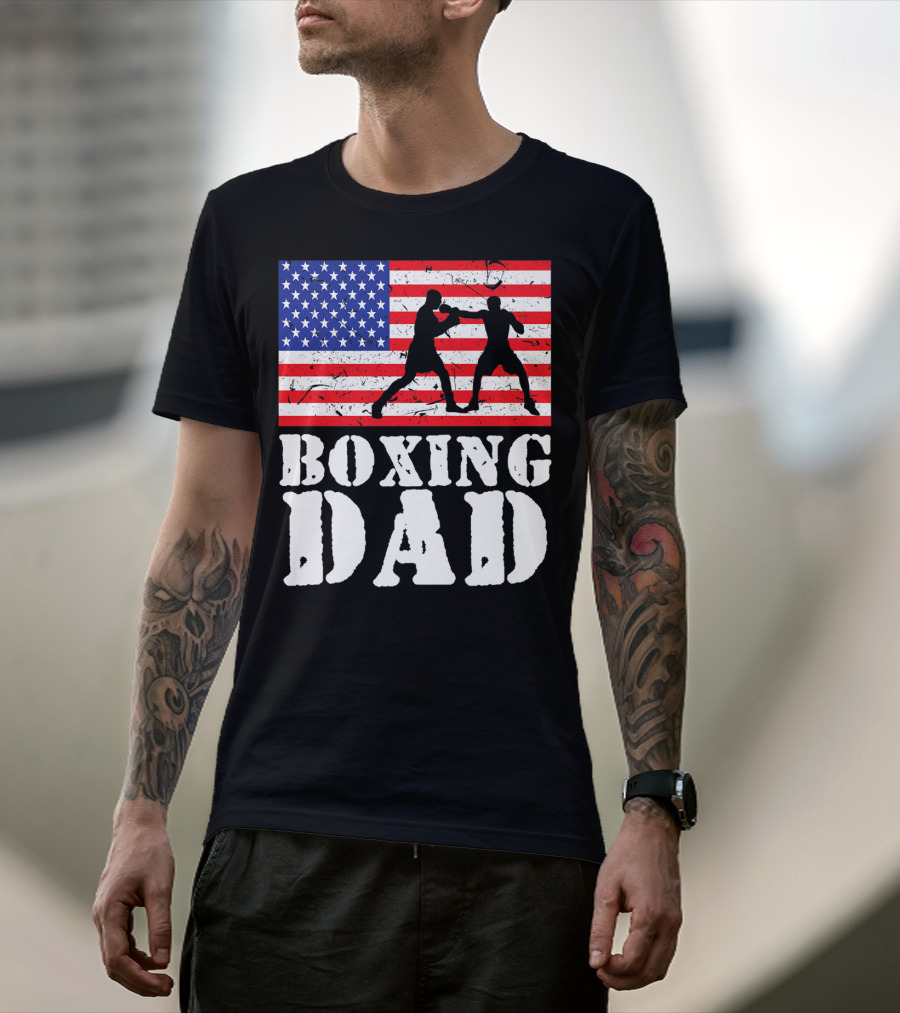 American Flag Boxing Dad T-Shirt