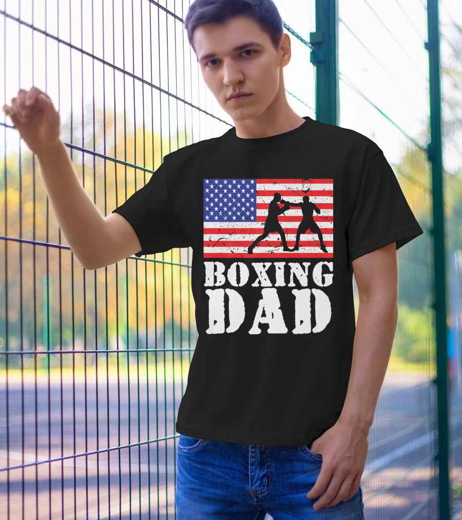 American Flag Boxing Dad T-Shirt