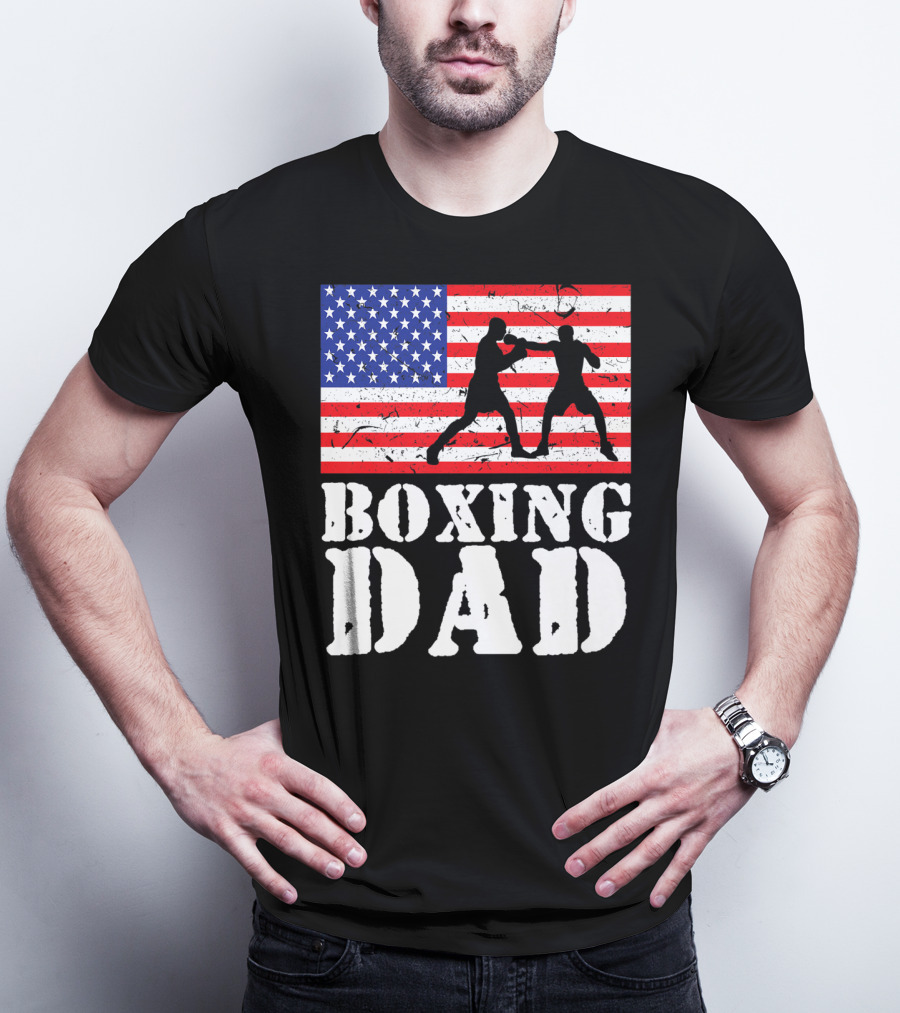 American Flag Boxing Dad T-Shirt