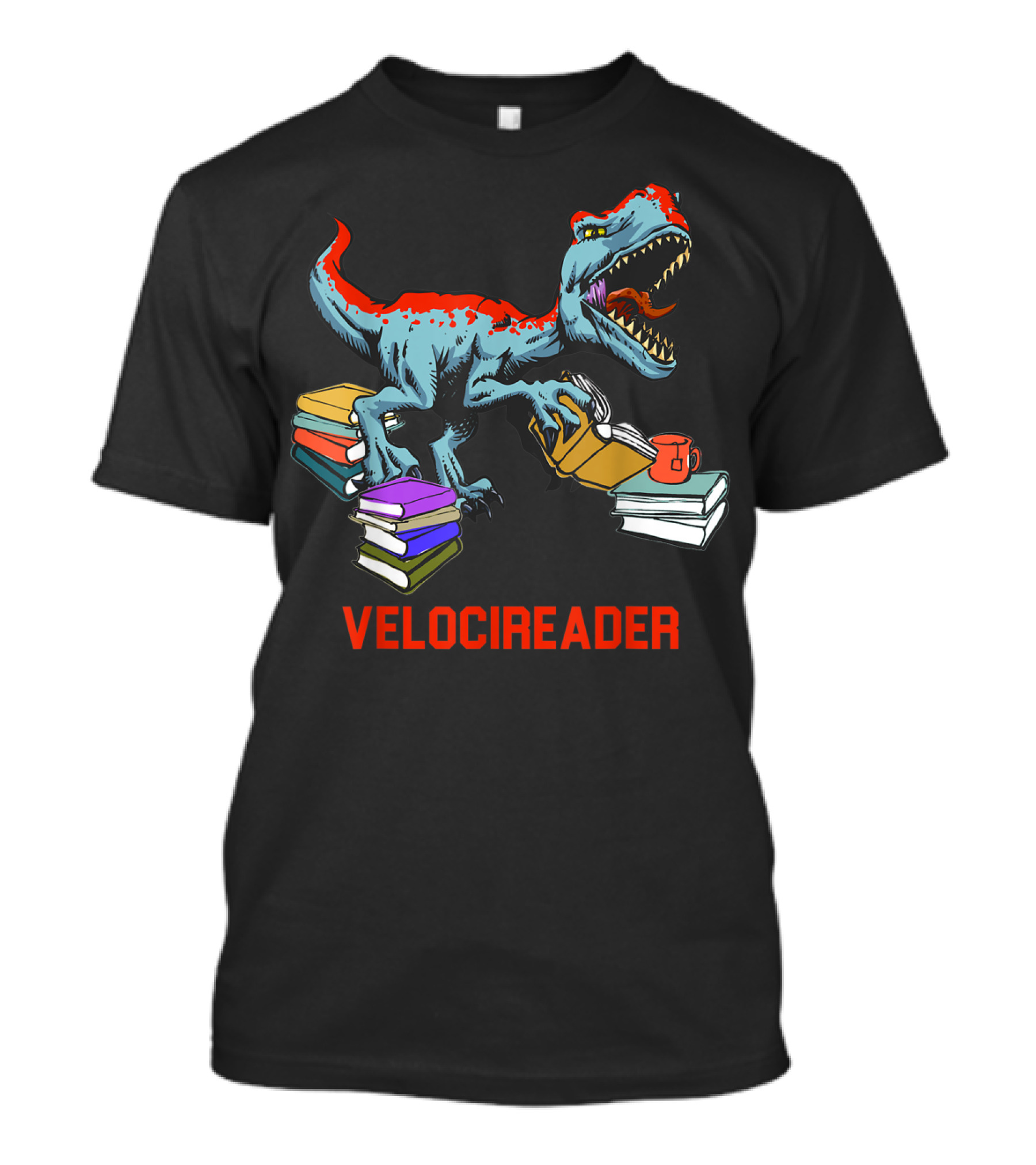 Velocireader Velociraptor Surrounded By Books And Coffee Mug T-Shirt