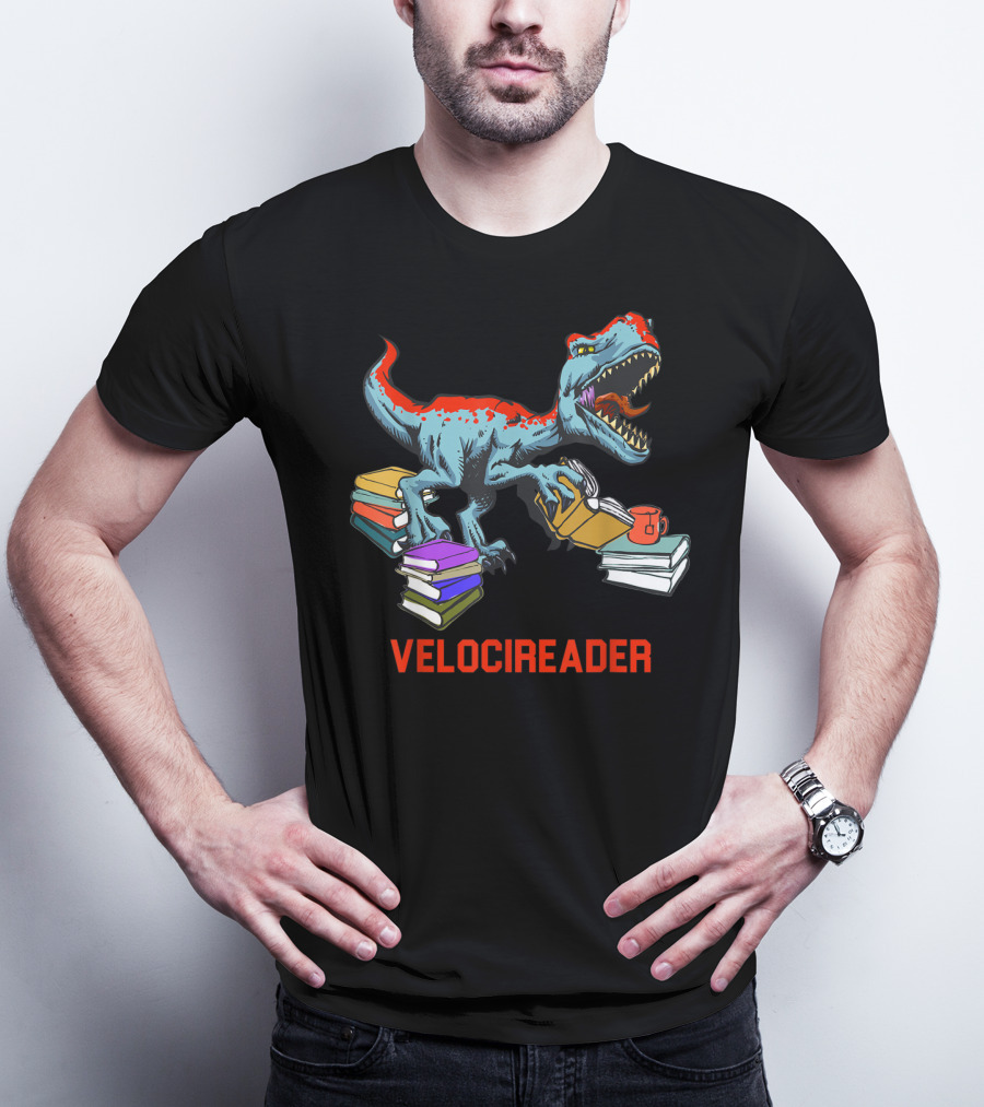 Velocireader Velociraptor Surrounded By Books And Coffee Mug T-Shirt