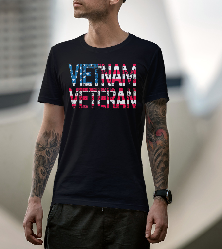 Vietnam Veteran Vintage US Flag Old Glory T-Shirt