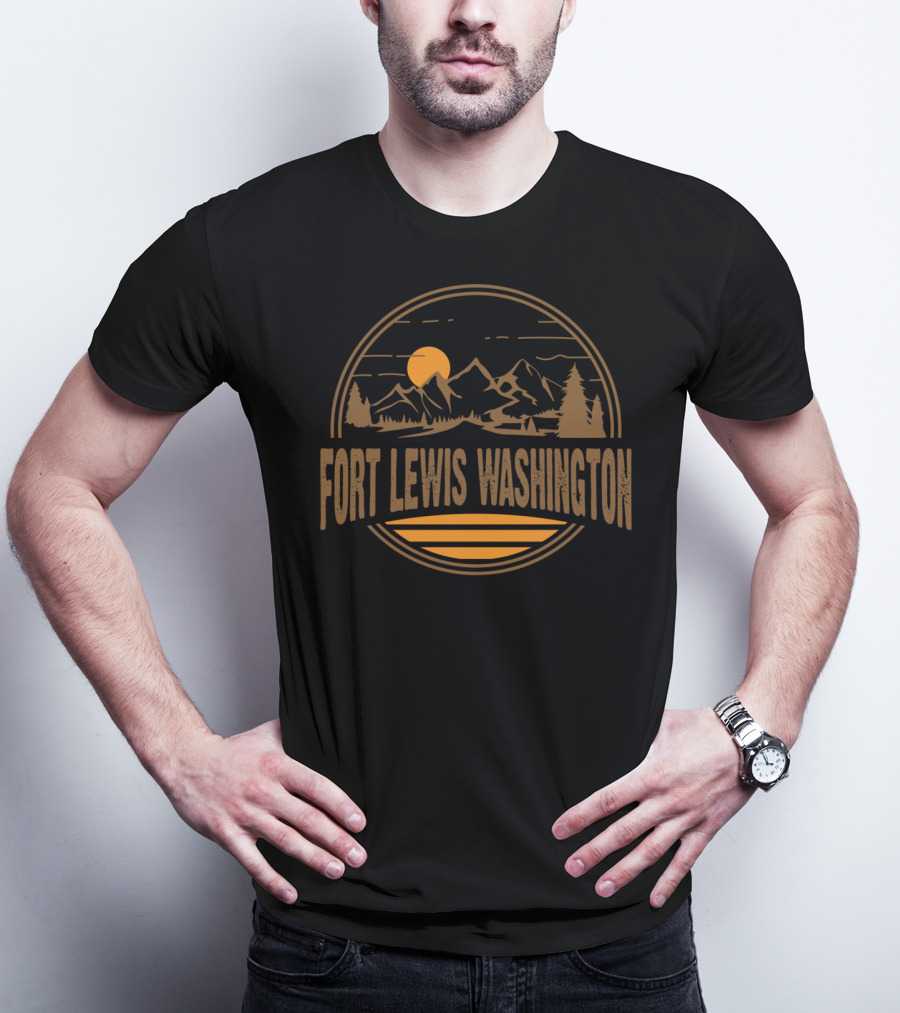 Fort Lewis Washington Vintage Mountain Sunset Scene T-Shirt