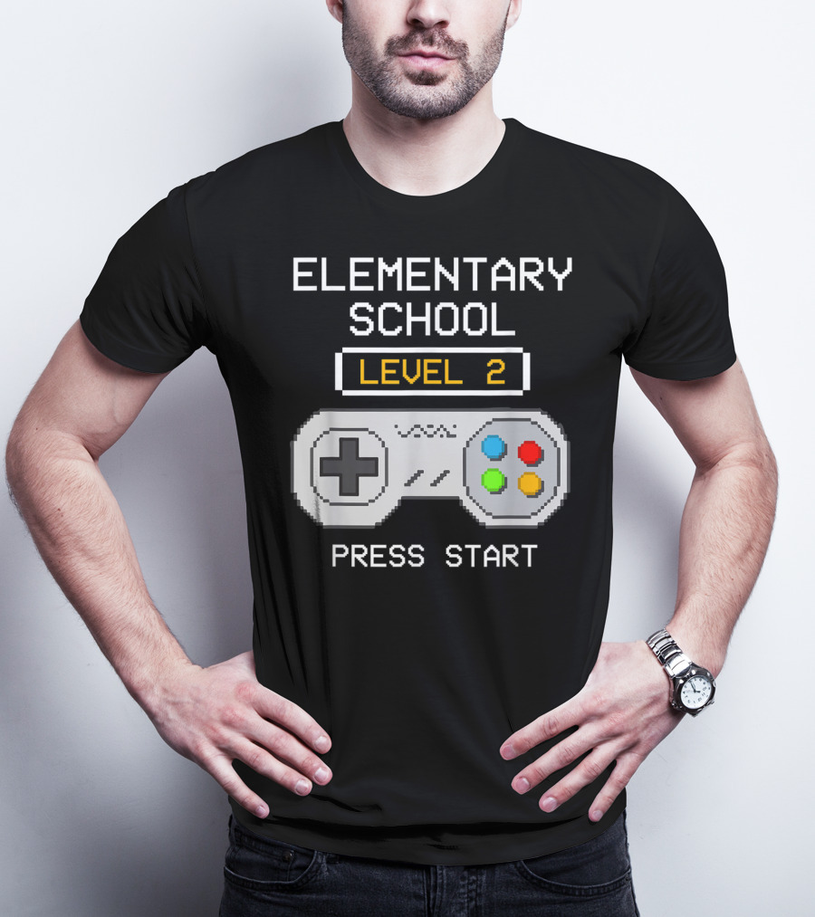 Elementary School Level 2 Press Start Gamer Back To School Game T-Shirt