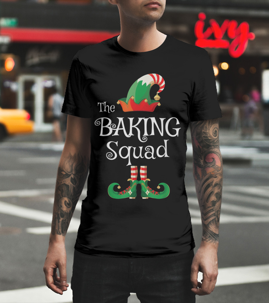 The Baking Squad Funny Elf Hat And Shoes Family Holiday T-Shirt