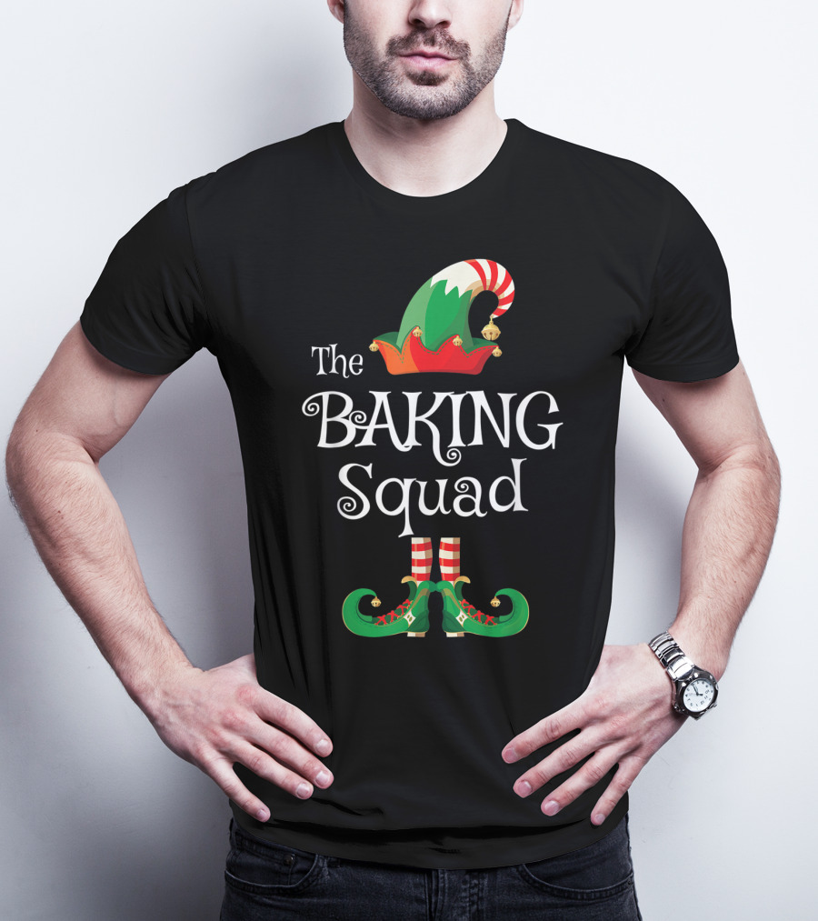 The Baking Squad Funny Elf Hat And Shoes Family Holiday T-Shirt