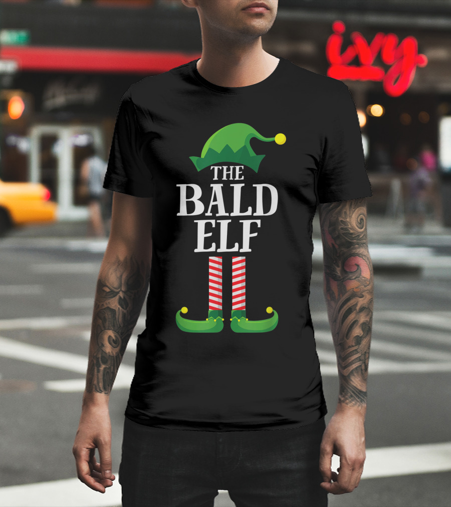 The Bald Elf Matching Family Christmas Party T-Shirt
