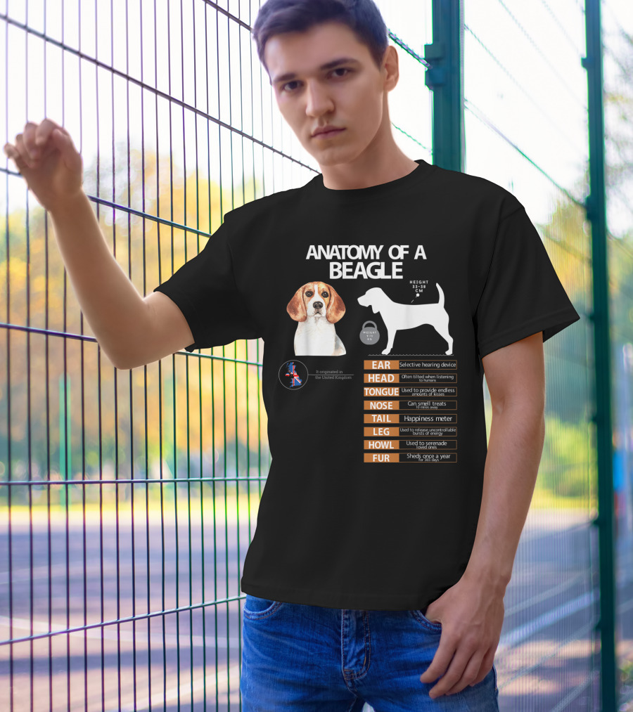 ANATOMY OF A BEAGLE EAR HEAD TONGUE NOSE TAIL LEG HOWL FUR MOM GRANDMA DAD T-Shirt
