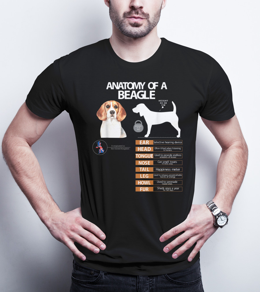 ANATOMY OF A BEAGLE EAR HEAD TONGUE NOSE TAIL LEG HOWL FUR MOM GRANDMA DAD T-Shirt