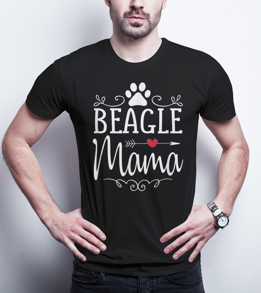 Beagle Mama Paw Print Heart Arrow T-Shirt