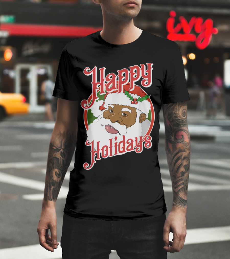 Happy Holidays African American Santa Claus T-Shirt