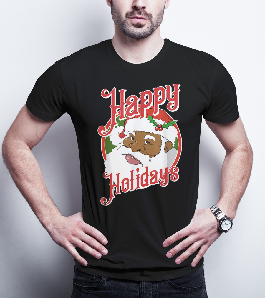 Happy Holidays African American Santa Claus T-Shirt