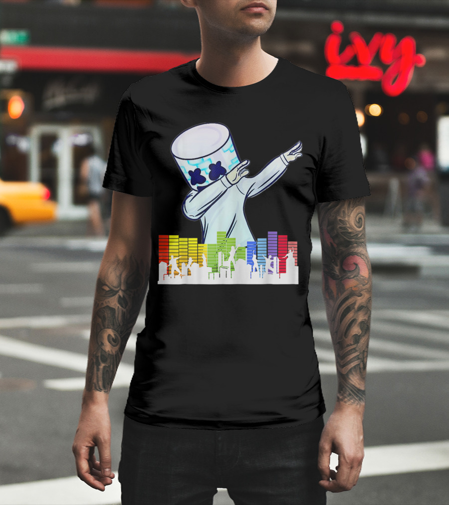 Buy All I Want For Christmas Is Marshmallow With Dancing DJ And Colorful Sound Bars T-Shirt