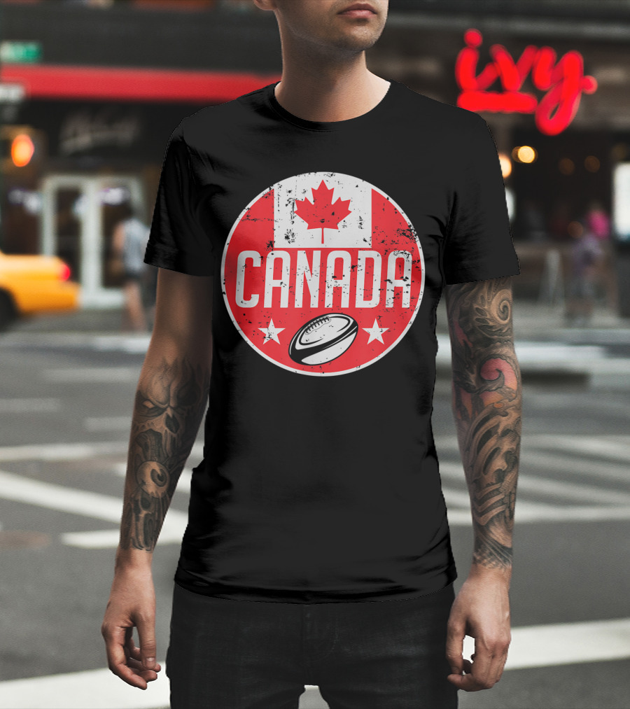 Canada Rugby Flag Supporter Jersey Canadian Maple Leaf Emblem T-Shirt