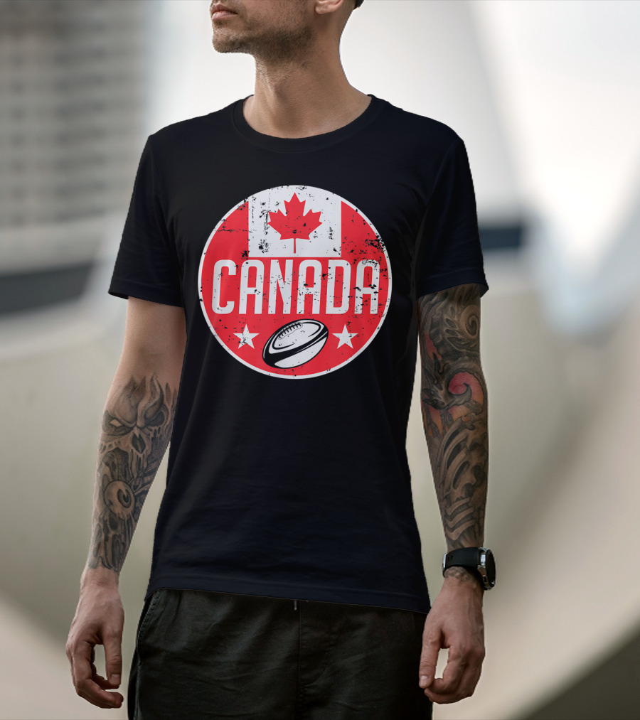 Canada Rugby Flag Supporter Jersey Canadian Maple Leaf Emblem T-Shirt