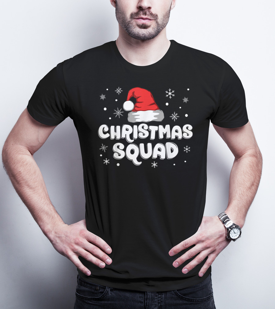Christmas Squad Santa Hat Snowflakes T-Shirt