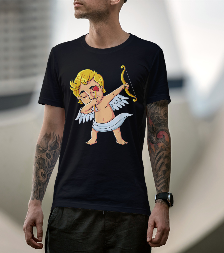 Cupid Dabbing With Heart Arrow Valentine's Day T-Shirt
