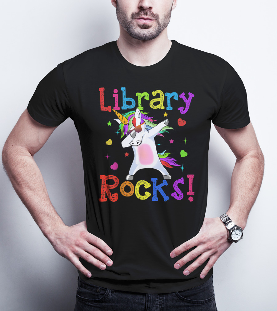 Library Rocks Dabbing Unicorn 1st Day T-Shirt