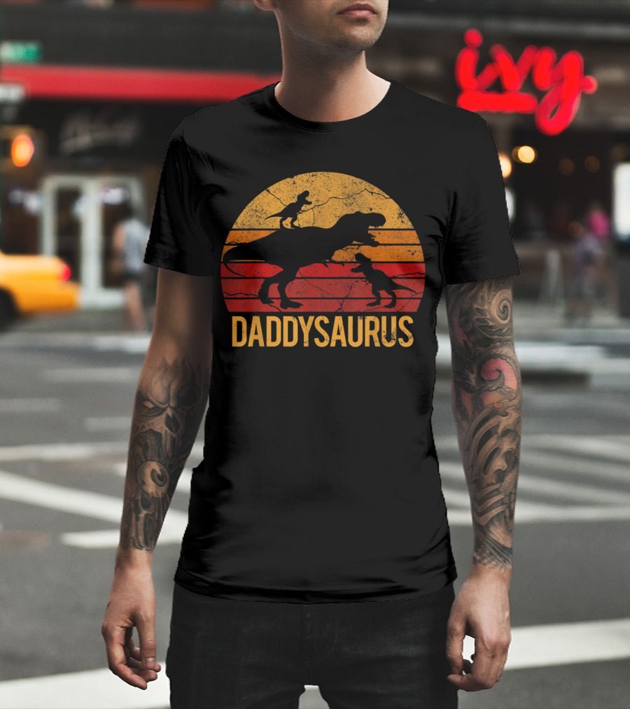 Daddysaurus Dinosaur Daddy Two 2 T-Shirt