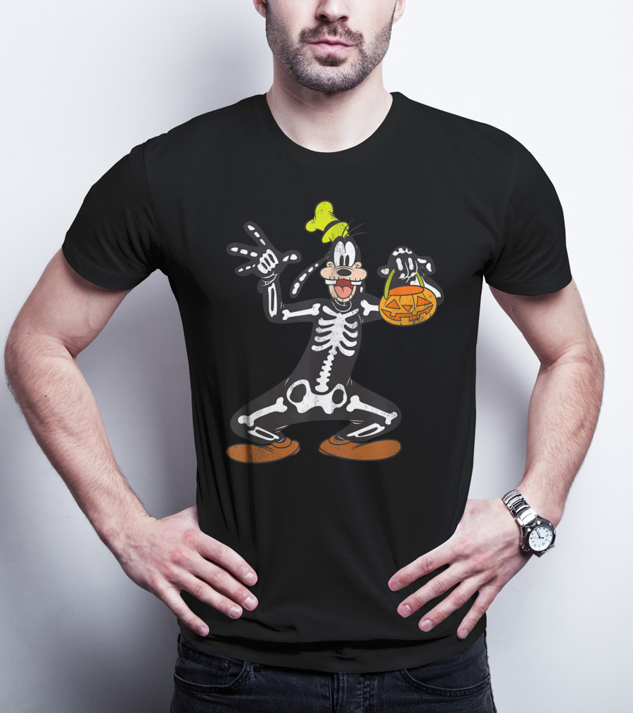 Disney Goofy Halloween Skeleton Jack-O'-Lantern T-Shirt