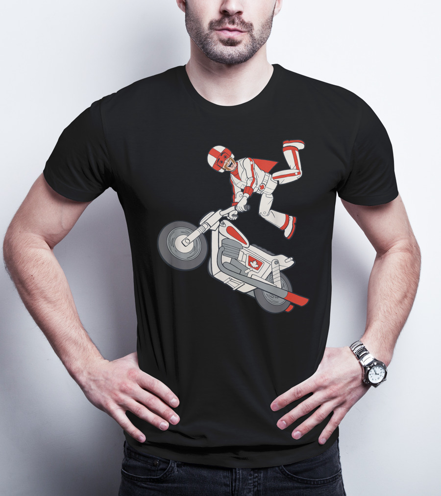 Disney Pixar Toy Story 4 Duke Caboom Canadian Motorcycle Stunt Rider T-Shirt