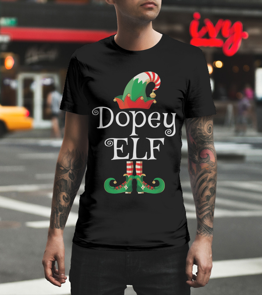 Dopey Elf Christmas Hat And Shoes T-Shirt