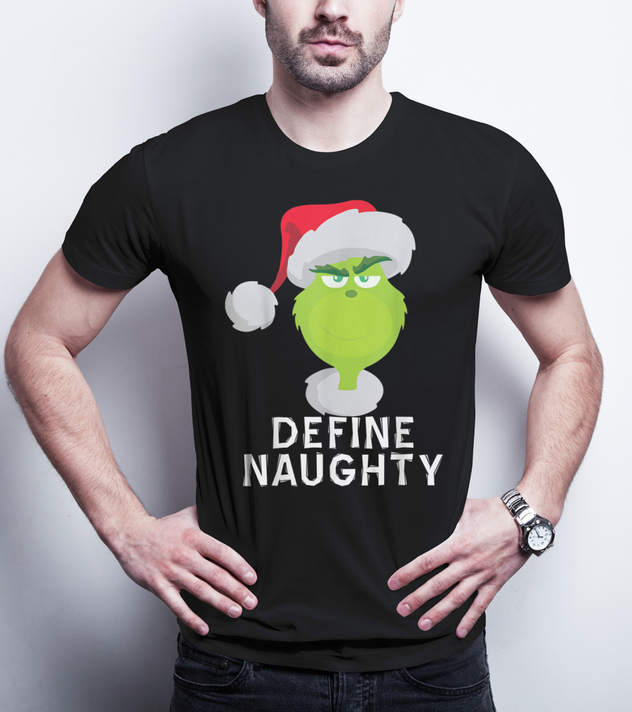 DrSeuss TheGrinch Define Naughty Santa Hat Christmas T-Shirt