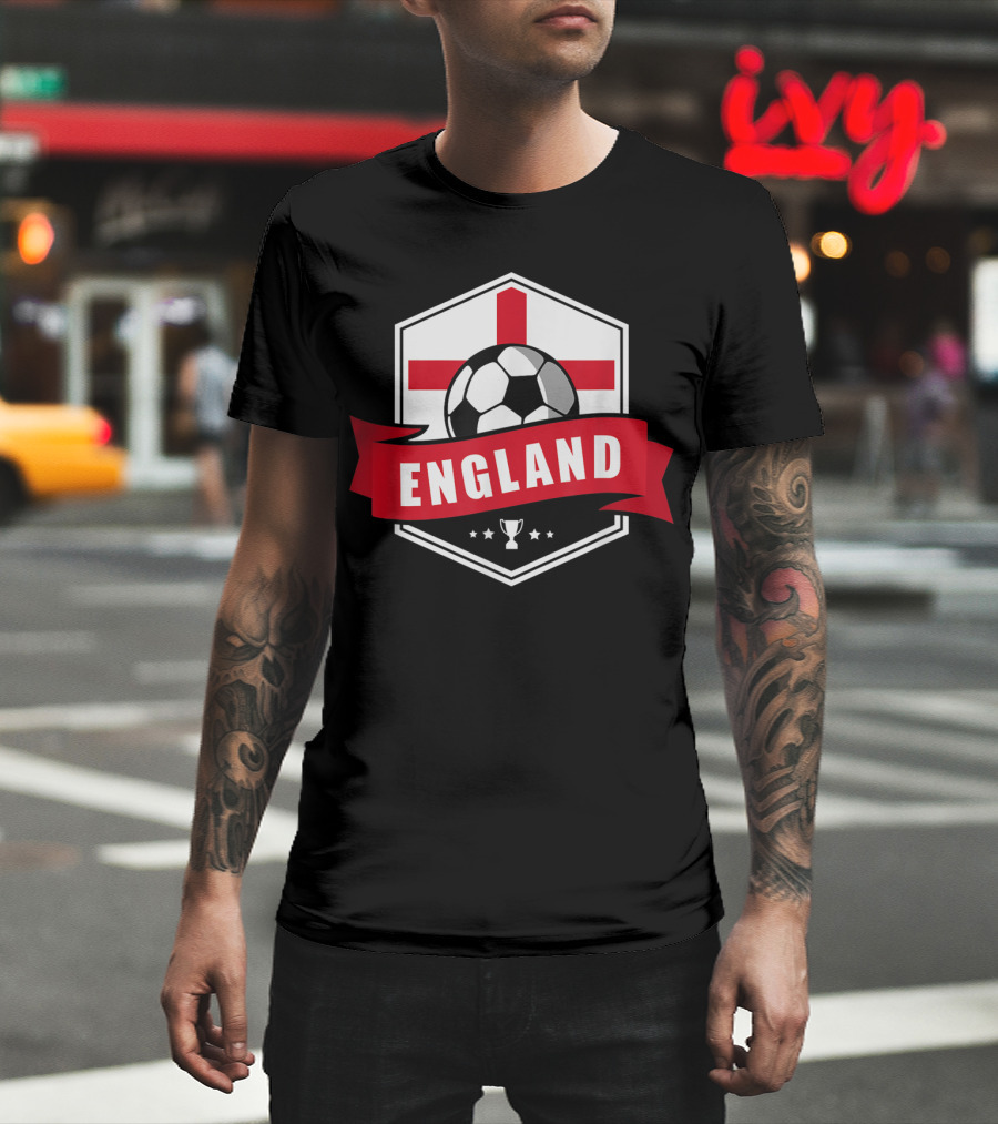 England Soccer Team Flag Ball Trophy Icon England T-Shirt