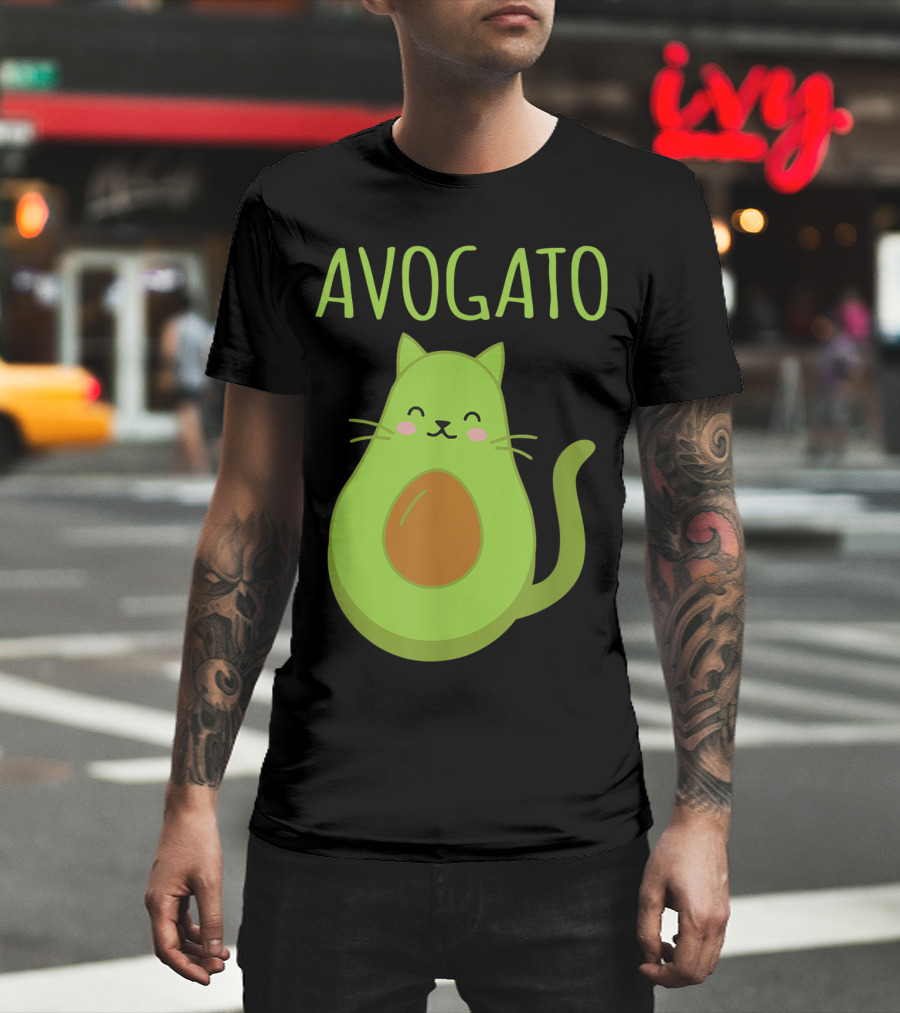 Avogato Funny Cat Avocado Kawaii T-Shirt