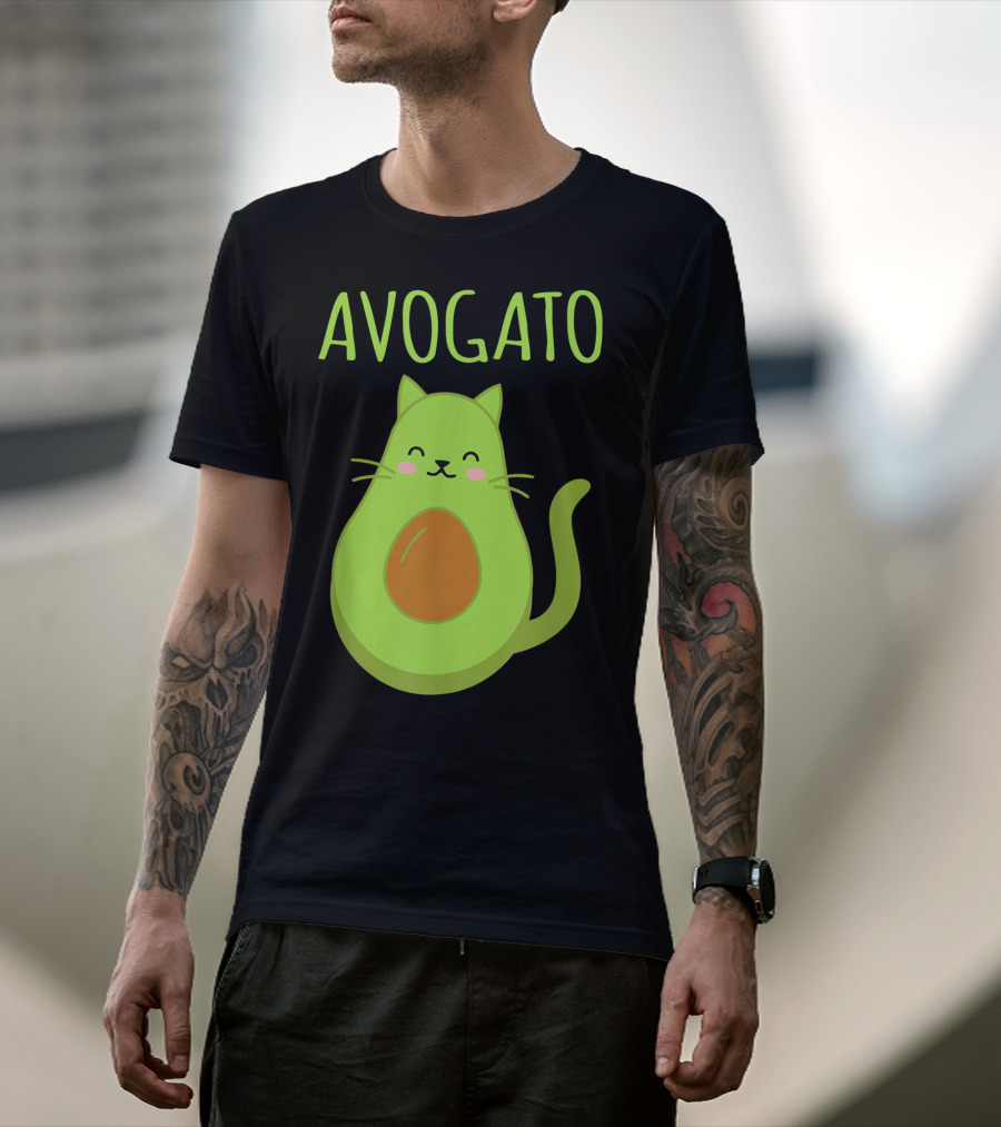 Avogato Funny Cat Avocado Kawaii T-Shirt