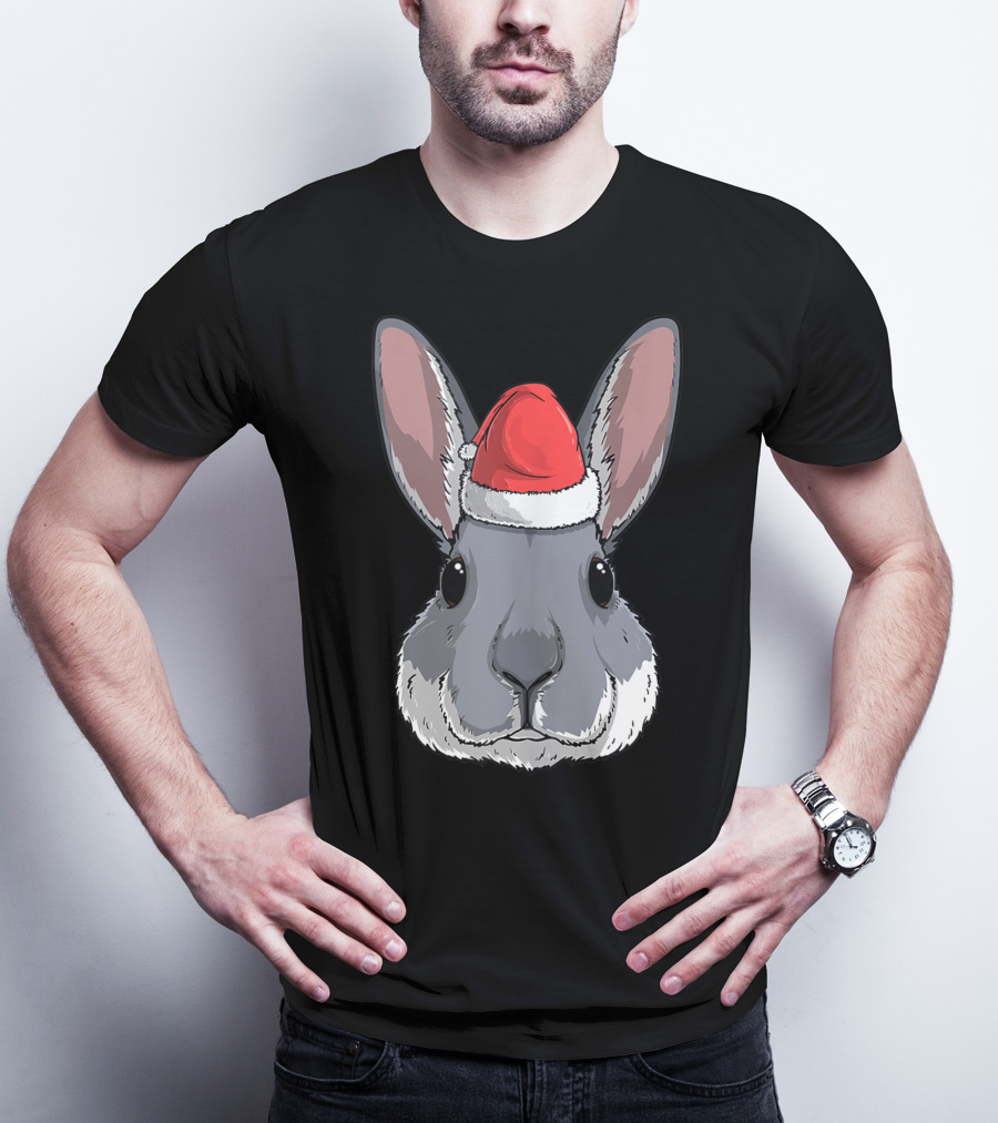 Bunny Rabbit Santa Claus Hat Christmas Xmas Festive Holiday Rabbit T-Shirt