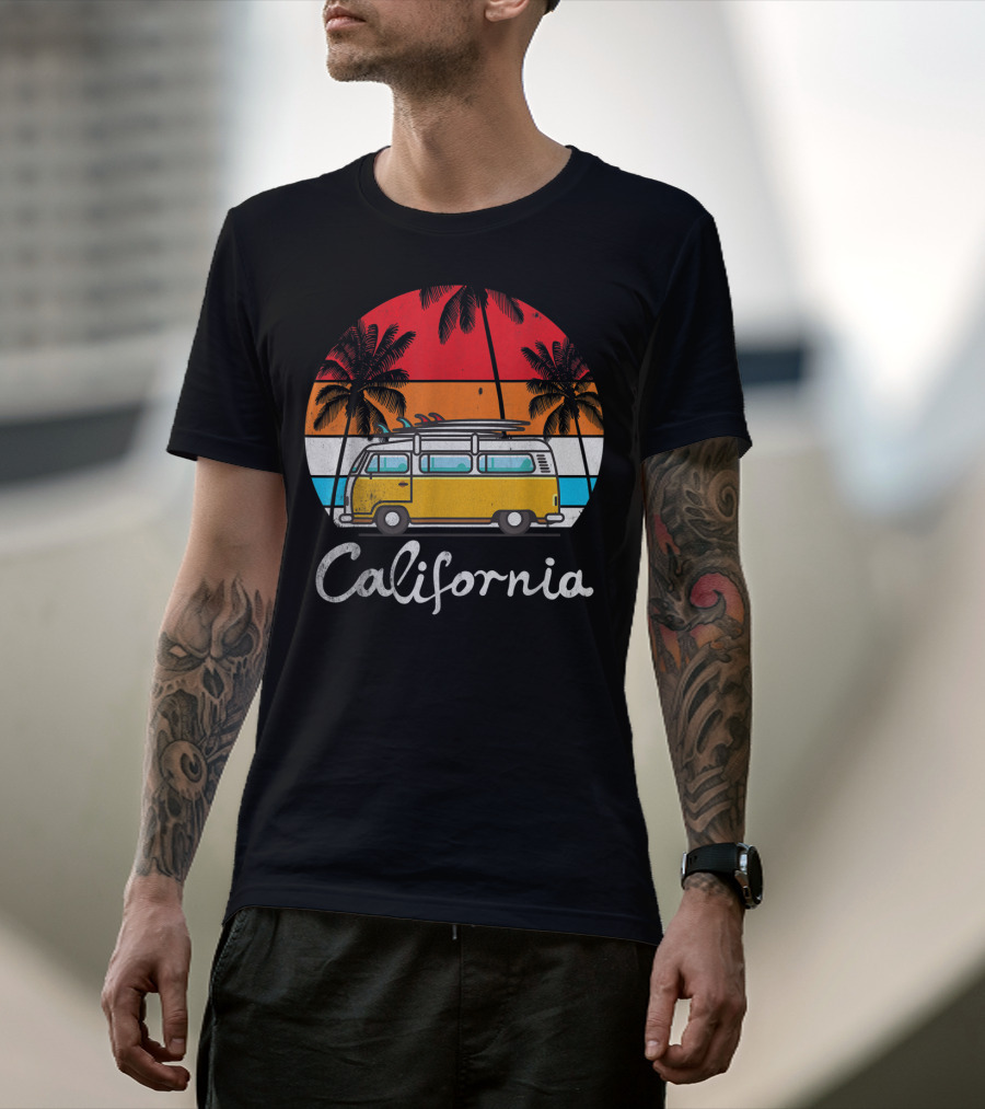 California Surf Van Vintage Sunset Retro T-Shirt