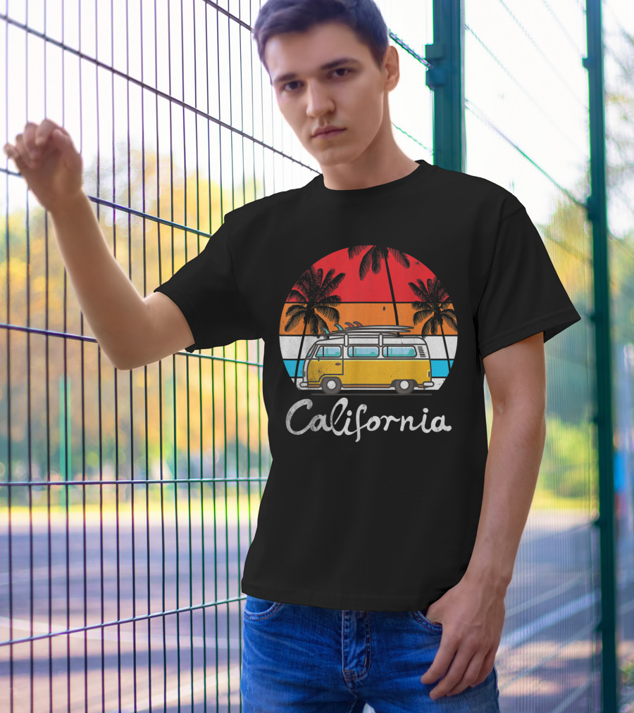 California Surf Van Vintage Sunset Retro T-Shirt