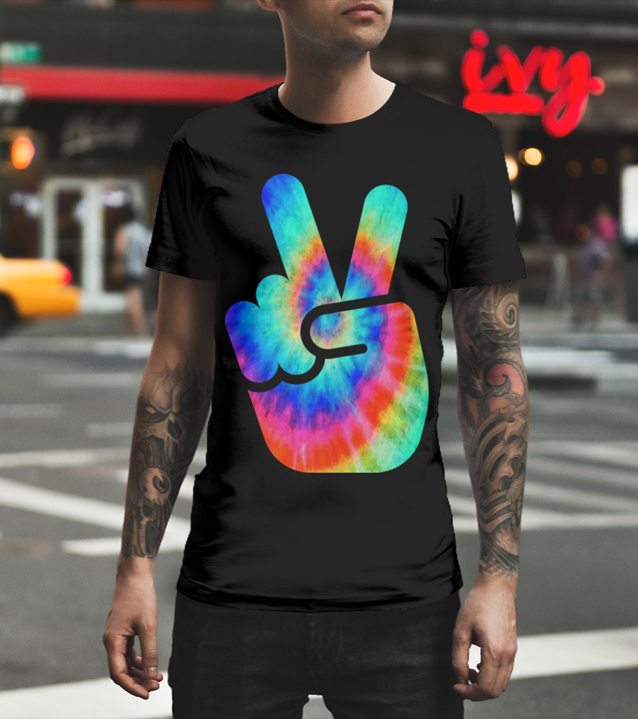 Cool Tie Dye Peace Hand T-Shirt