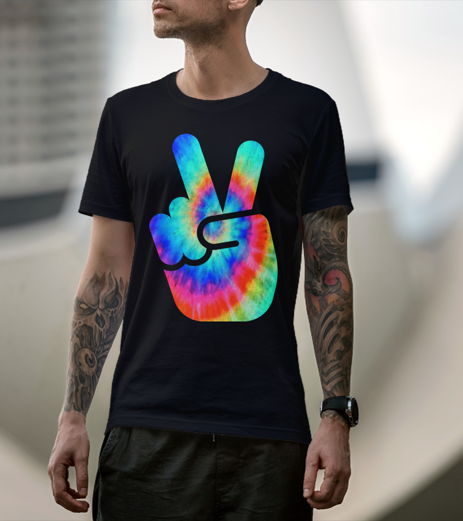 Cool Tie Dye Peace Hand T-Shirt