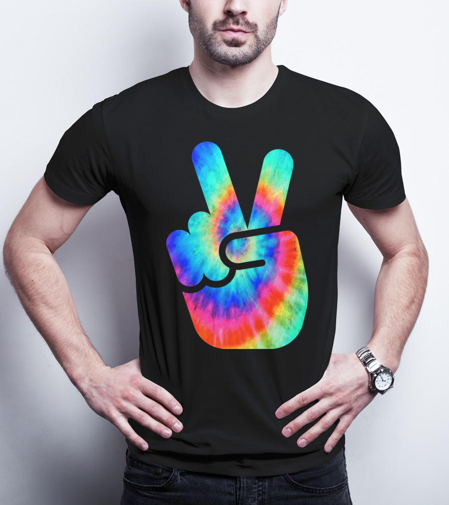 Cool Tie Dye Peace Hand T-Shirt